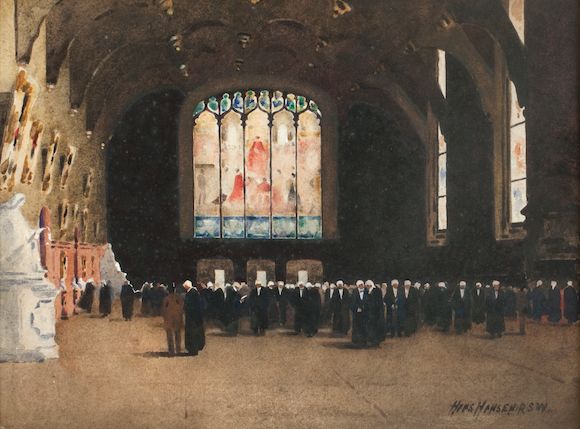 Bonhams : Hans Jacob Hansen RSW (British, 1853-1947) Parliament Hall ...