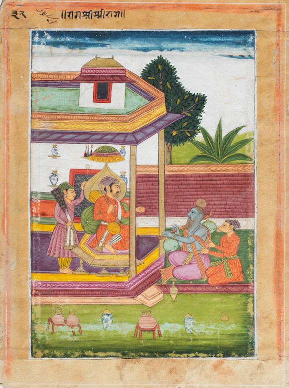 Bonhams : Sri Raga: a prince listening to two musicians on a palace ...
