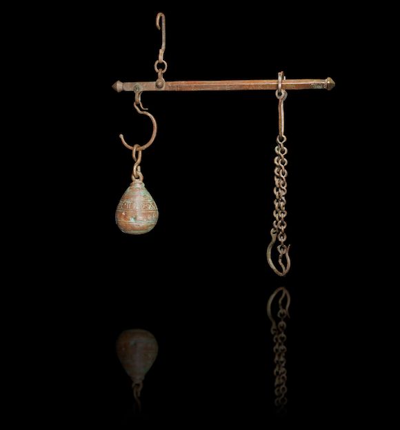 Bonhams : A Byzantine bronze steelyard balance and weight with a Greek ...