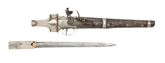 Bonhams : A Rare Turkish Silver-Mounted Combined 22-Bore Flintlock ...