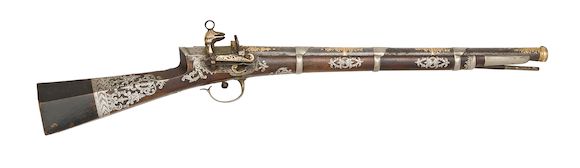 Bonhams : A Rare Turkish 32-Bore Silver-Mounted Miquelet-Lock Gun ...