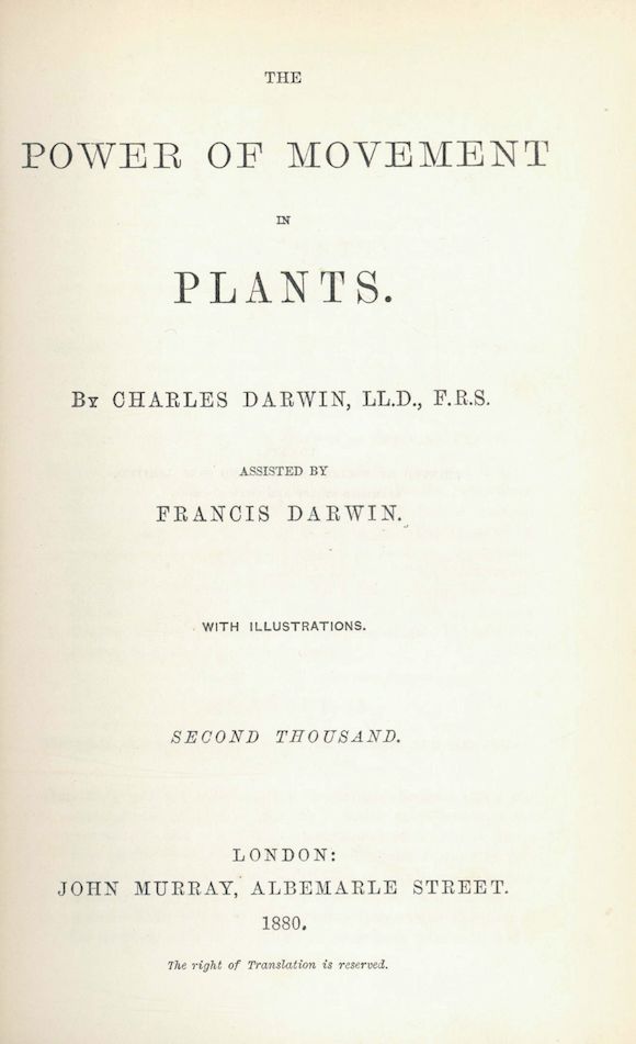 Bonhams : DARWIN (CHARLES) The Power of Movement in Plants... Second ...
