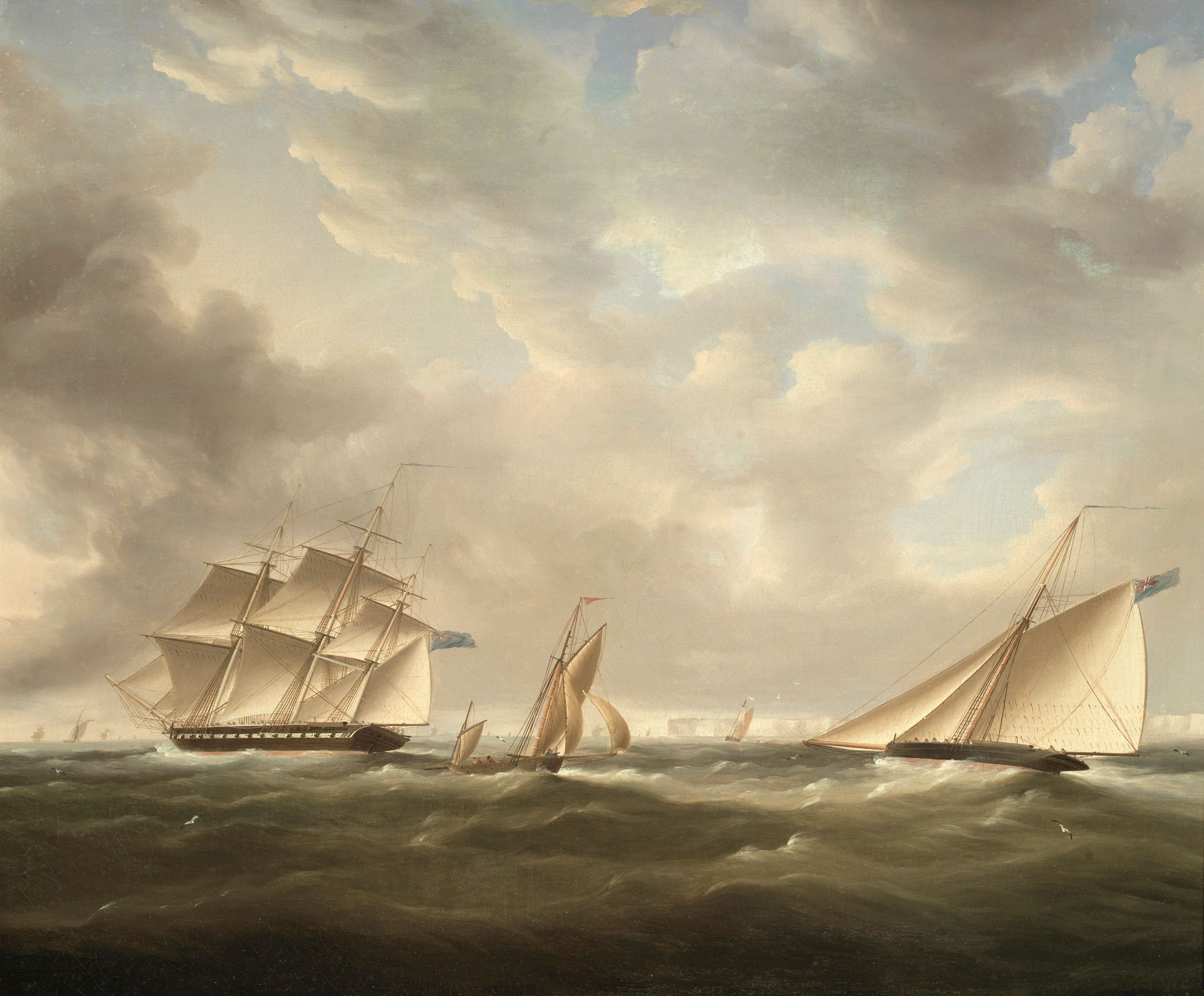 Bonhams : Thomas Buttersworth (British, 1768-1828) Shipping in the Channel