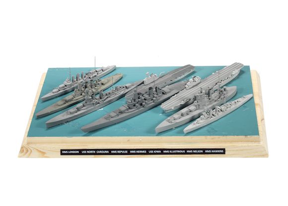 Bonhams : A cased set of eight mixed British and American Warship ...