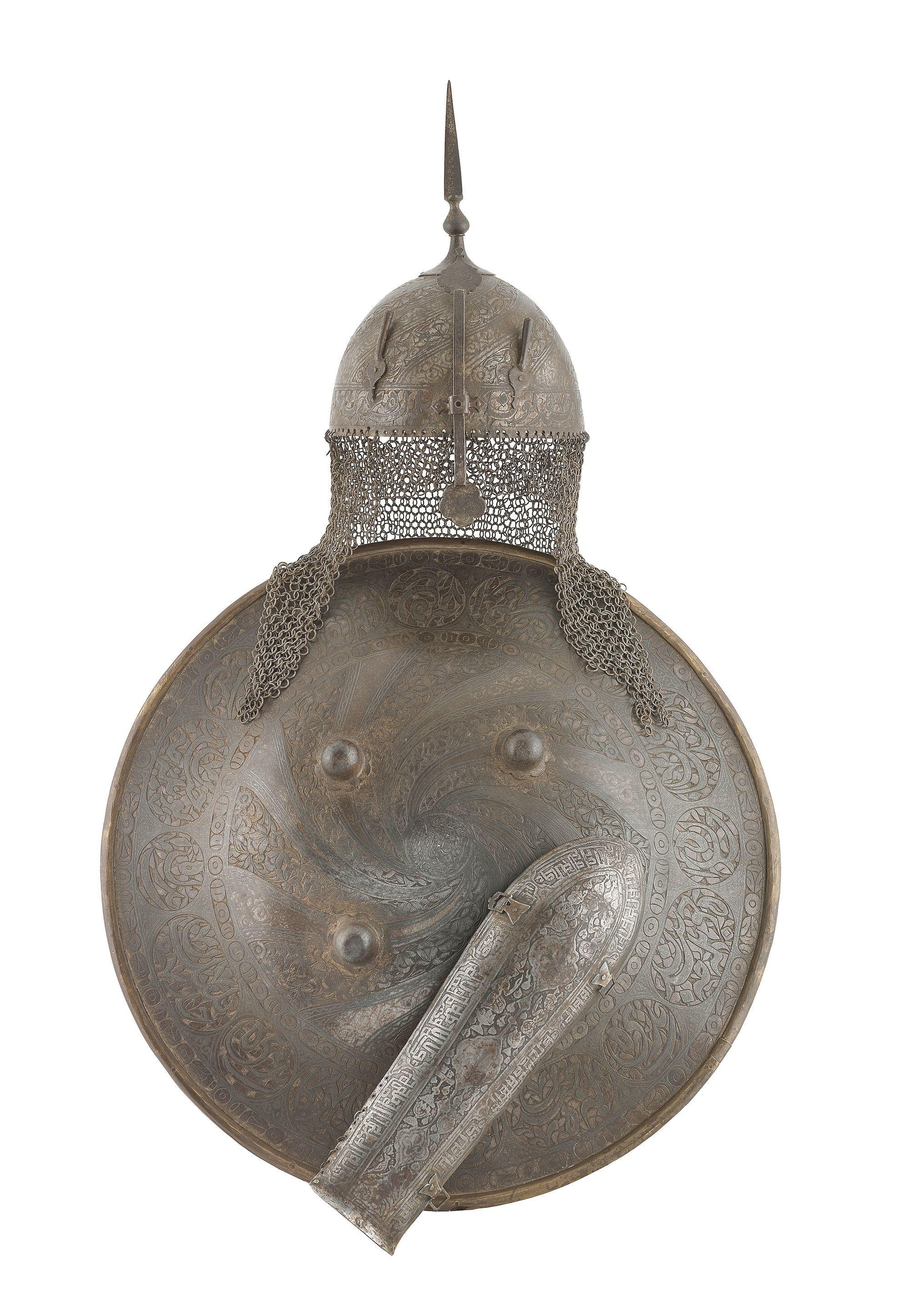 Bonhams : A Rare Persian Kulah Khud, Dhal And Associated Bazu-Band For ...
