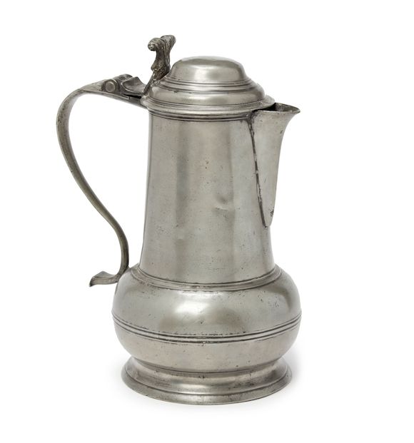 Bonhams : A rare York acorn-shaped pewter flagon, circa 1750