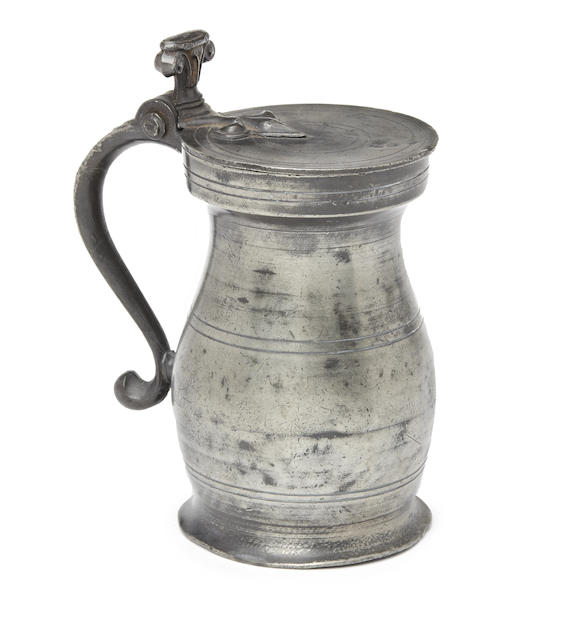 Bonhams An Oews Pint Double Volute Pewter Baluster Measure