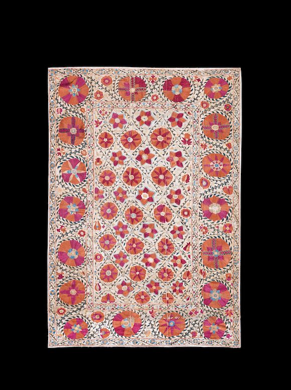 Bonhams : A Bokhara silk embroidered linen Panel (susani) Uzbekistan ...