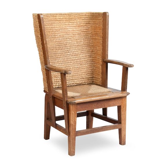Bonhams : An oak framed child's Orkney chair, of the David Kirkness type