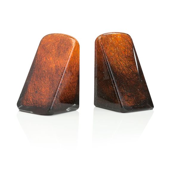 Bonhams : A Rare pair of Monart Book Ends and a Paul Ysart paperweight