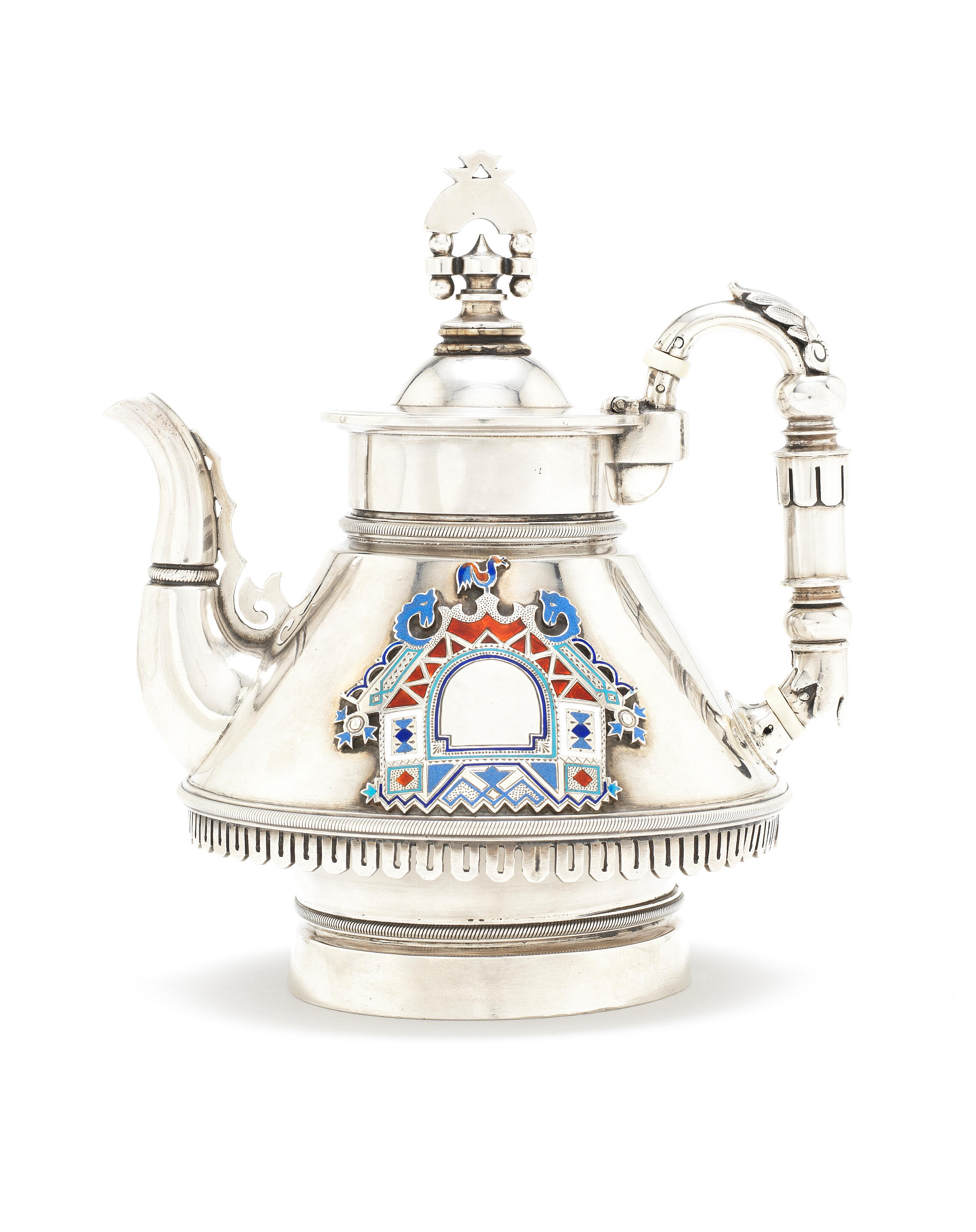 Bonhams : A late 19th century Russian silver and enamel teapot by Grachev Brothers, St ...