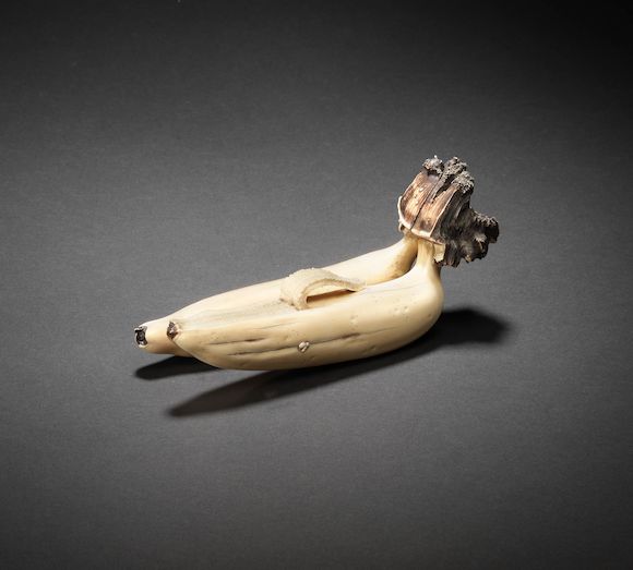 Bonhams : An ivory okimono of two bananas Attributed to Ando Rokuzan ...