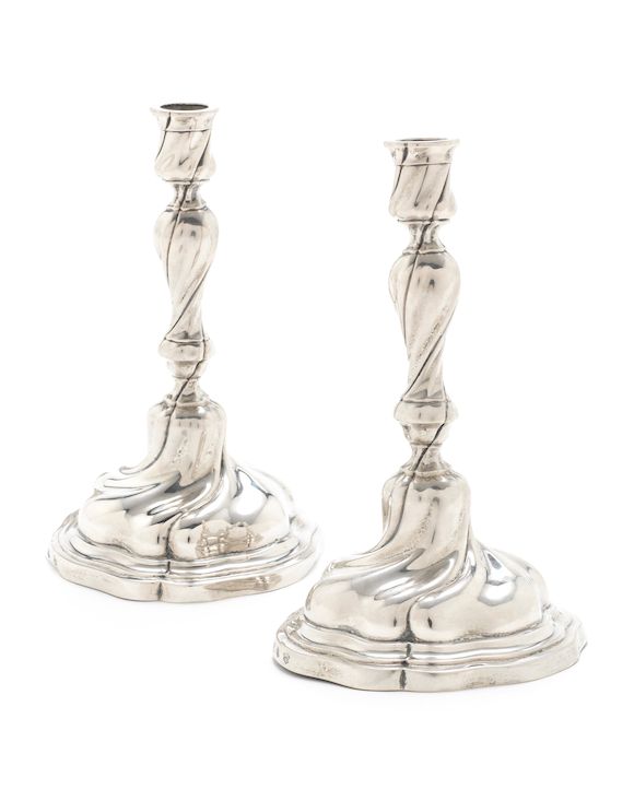 Bonhams : A rare pair of early 19th century German silver candlesticks ...