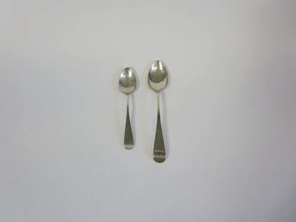 Bonhams : Banff; Two silver dessert spoons and a silver teaspoon all by ...