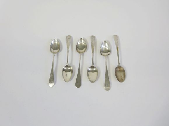 Bonhams : Banff; A set of six silver teaspoons by John Keith, three ...