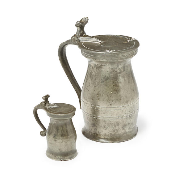Bonhams Two Pewter Baluster Measures English 2