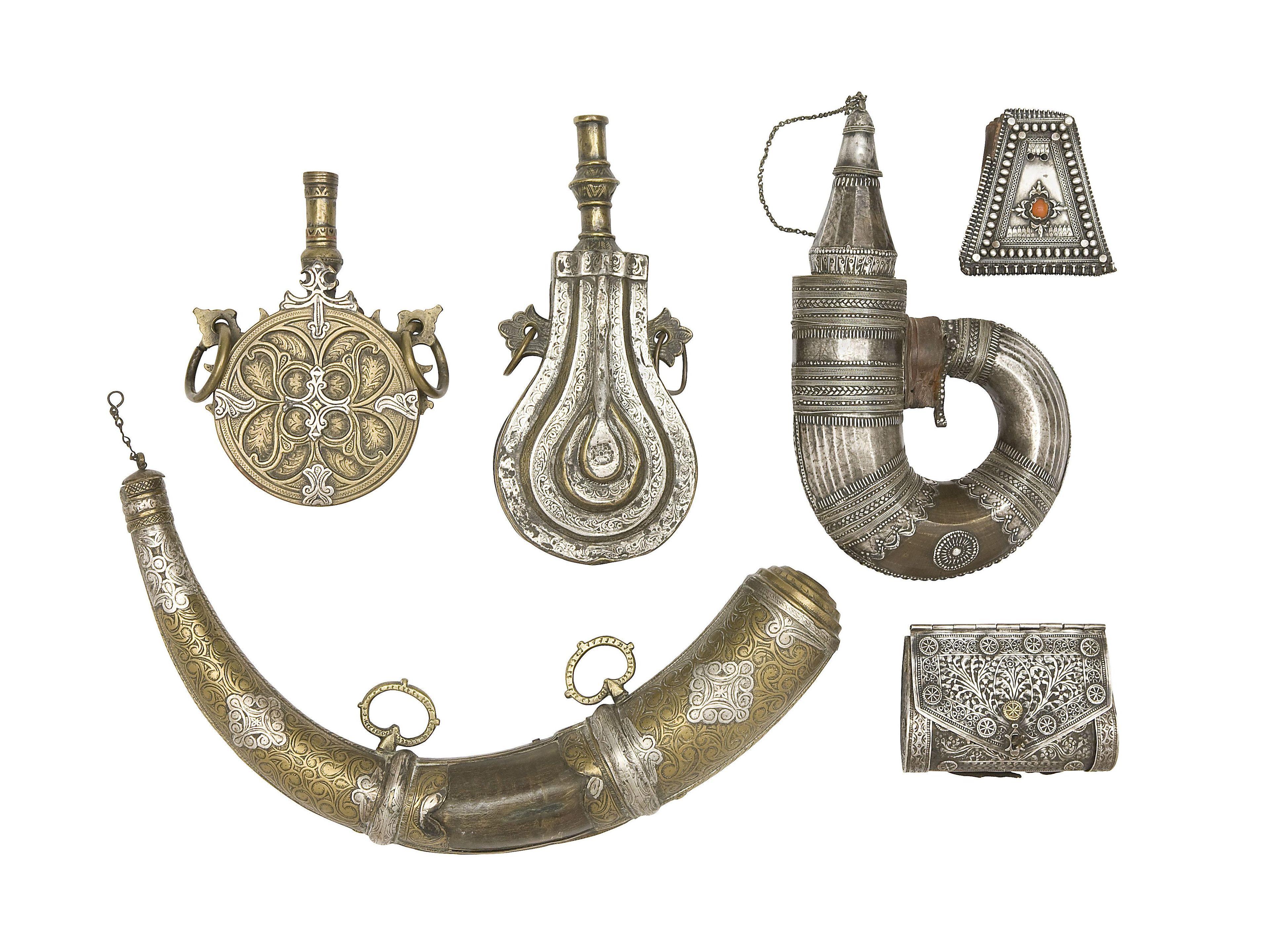 Bonhams : An Omani Powder-Flask, And Three North African Powder-Flasks