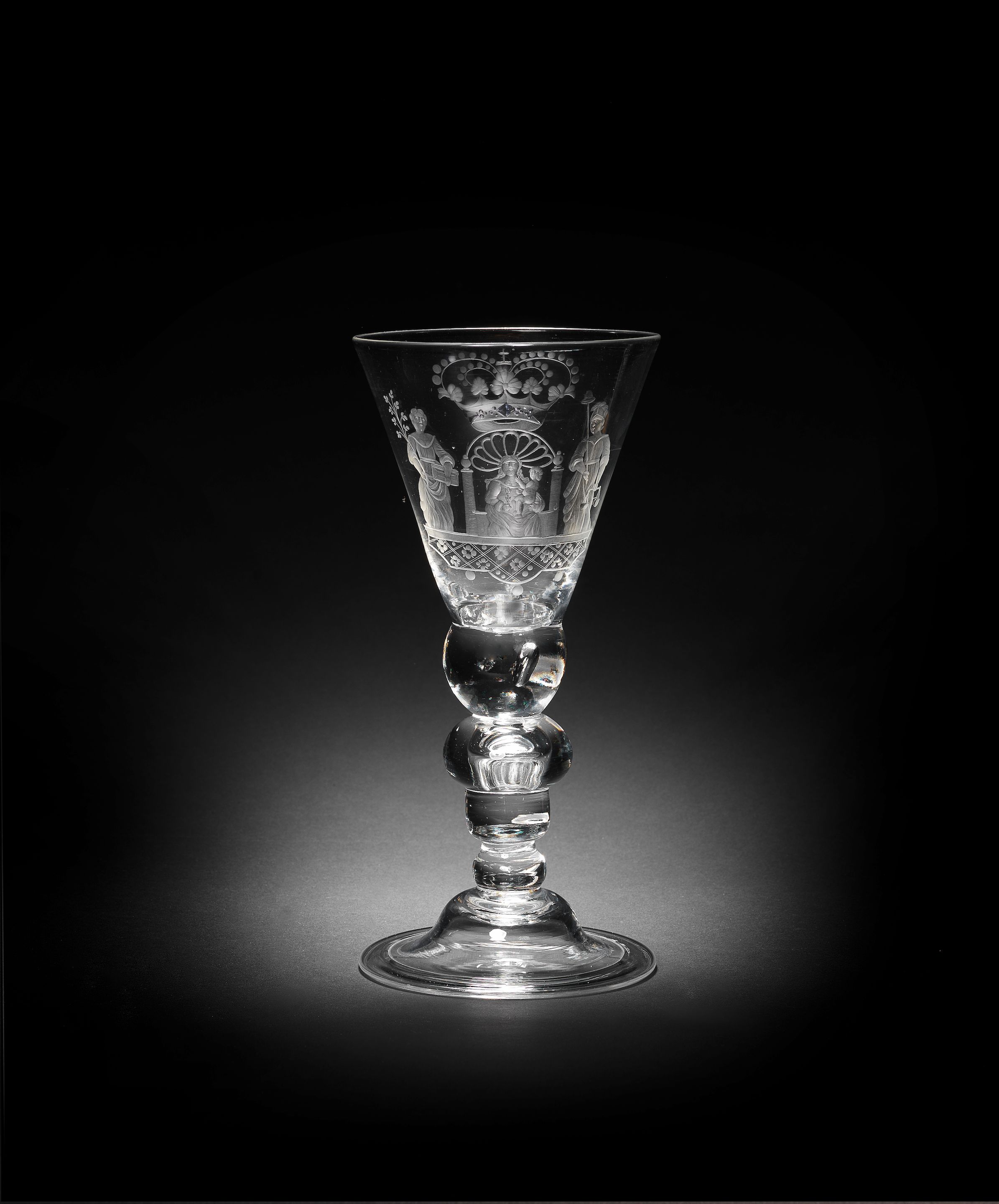 Bonhams : An impressive engraved acorn-knopped heavy baluster goblet ...