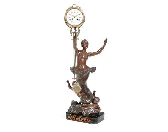 Bonhams : A late 19th century bronzed spelter figural mystery clock the ...