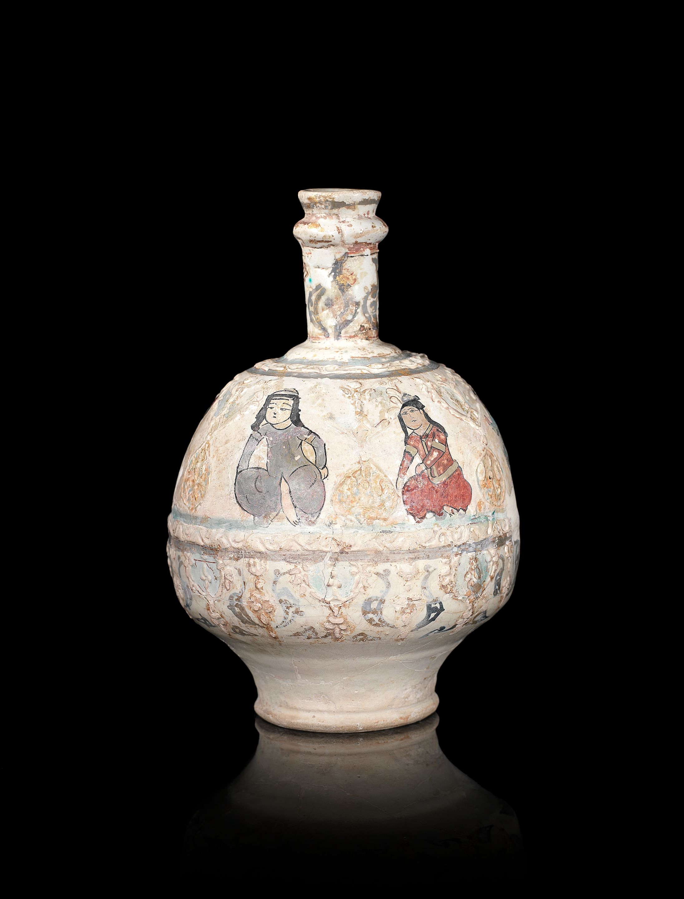 Bonhams : A minai overglaze-painted pottery Flask Persia, late 12th ...