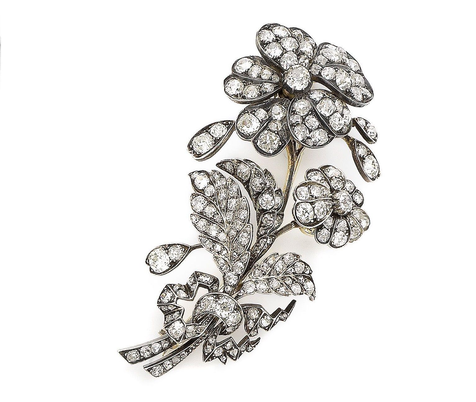 Bonhams : A diamond flower brooch,
