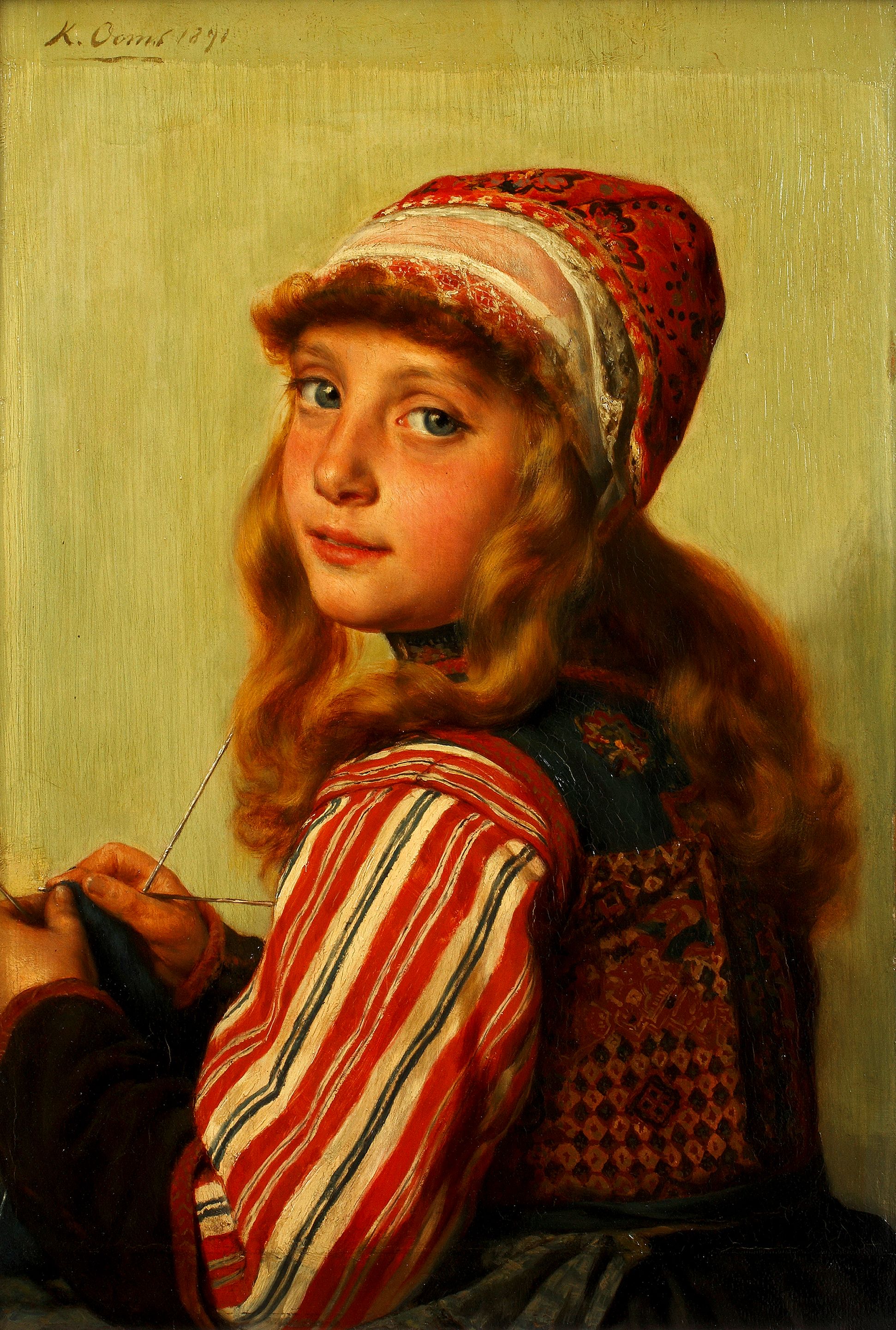 Bonhams : Karel Ooms (Flemish, 1845-1900) Portrait of a girl