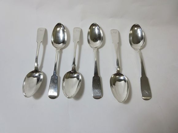 Bonhams : Perth; A set of six silver tablespoons by John Keay, six ...