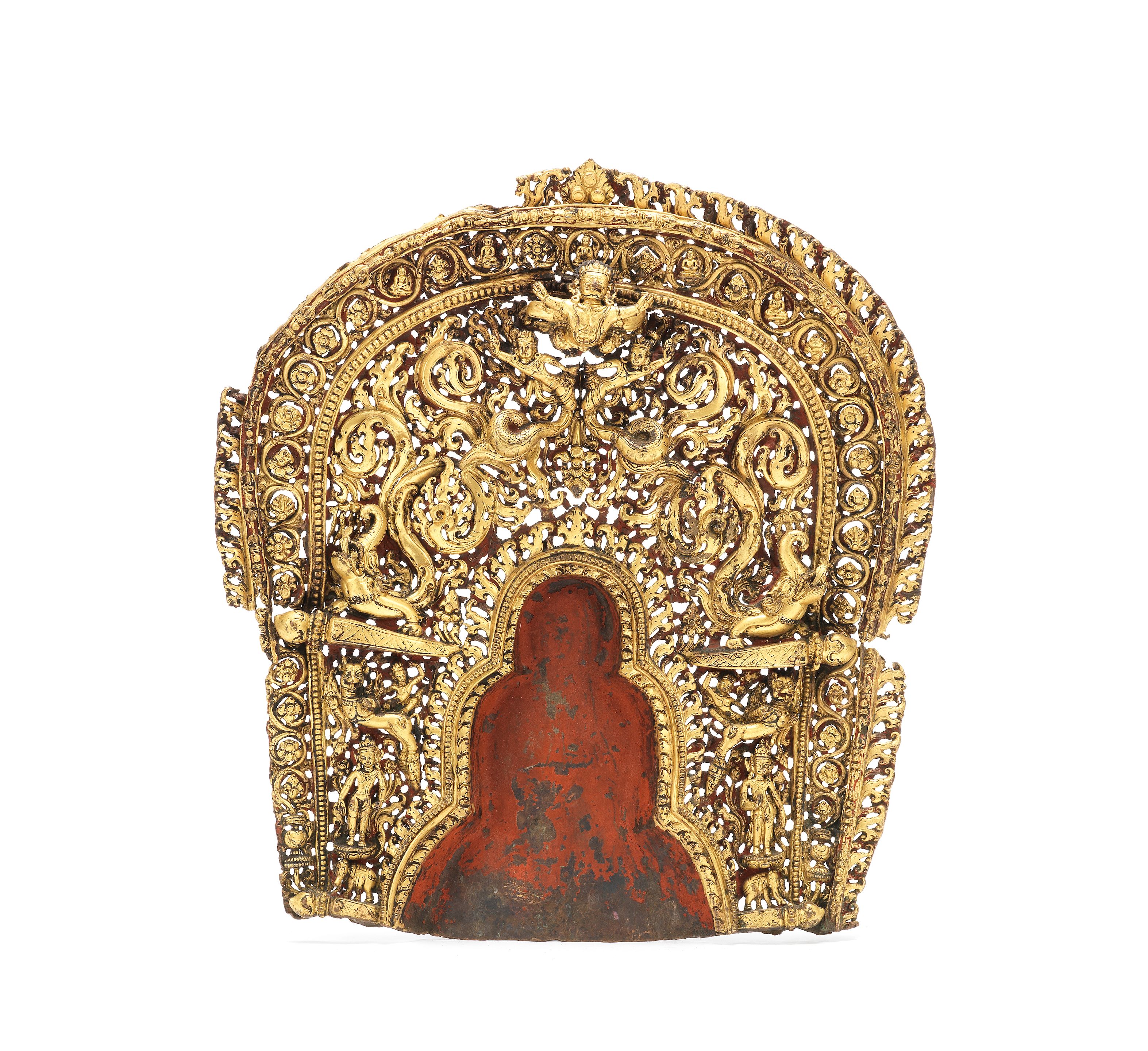 Bonhams : A copper-alloy repoussé Mandorla 15th/16th century