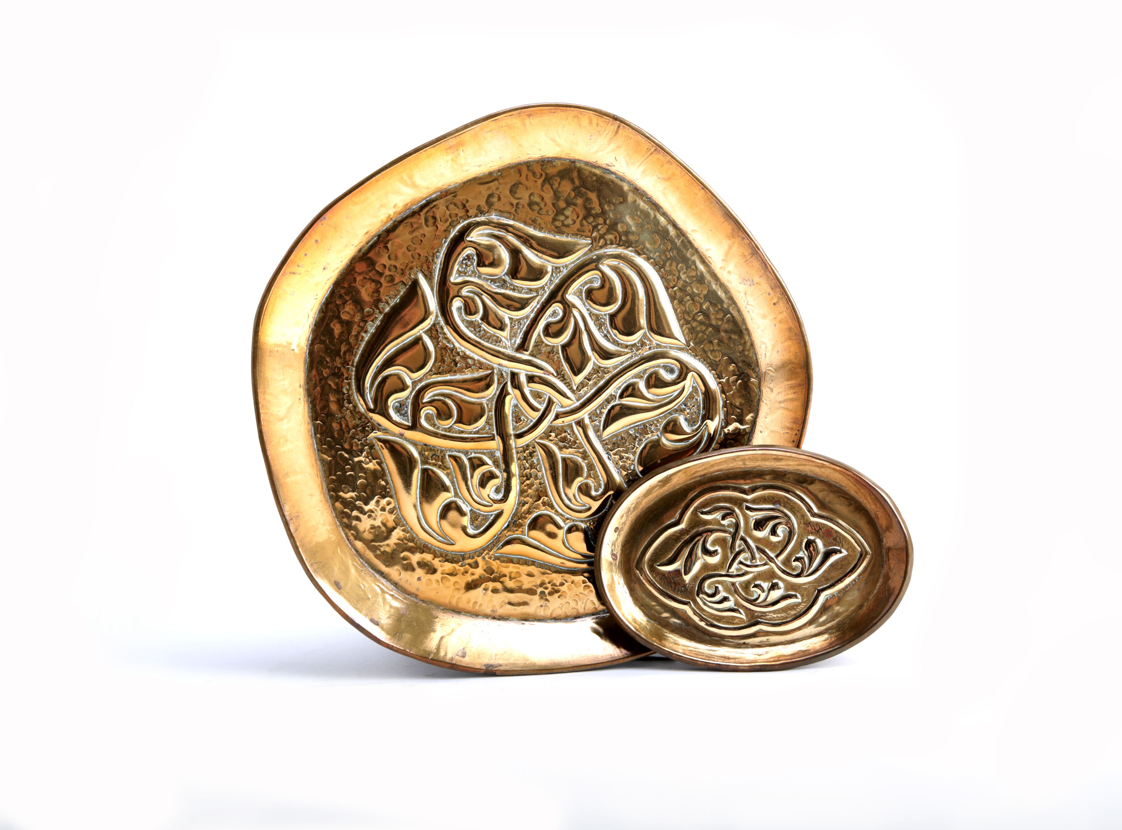 Bonhams : Alexander Ritchie of Iona (1856 - 1941) Two Brass dishes (2)