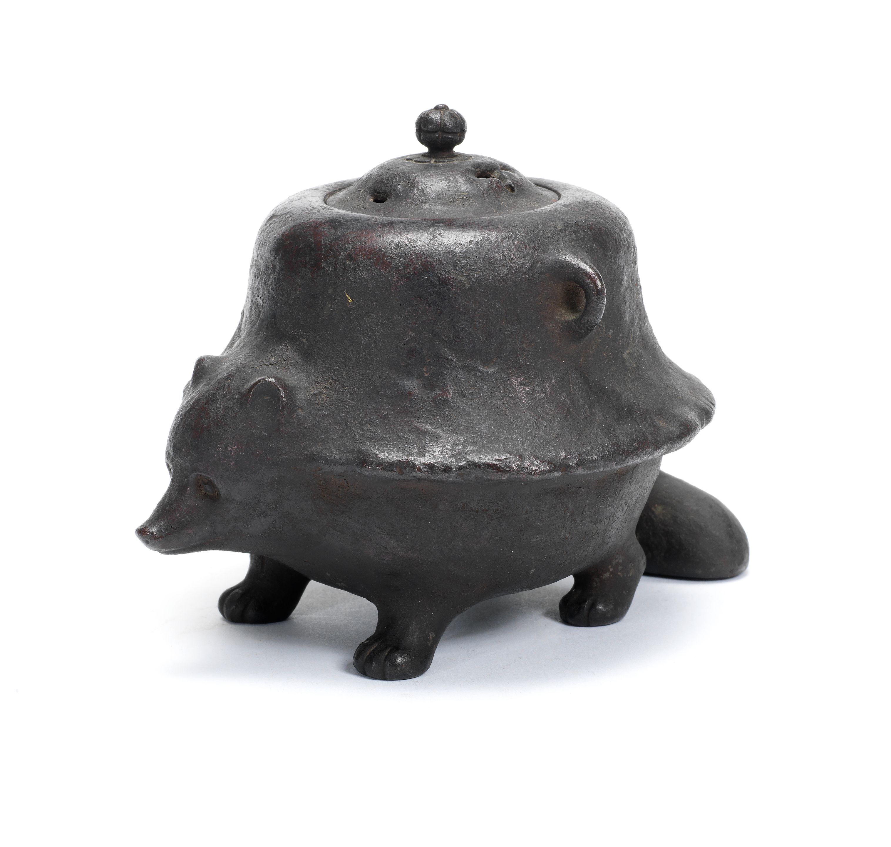 Bonhams : A bronze koro and cover in the form of the bunbuku chagama ...