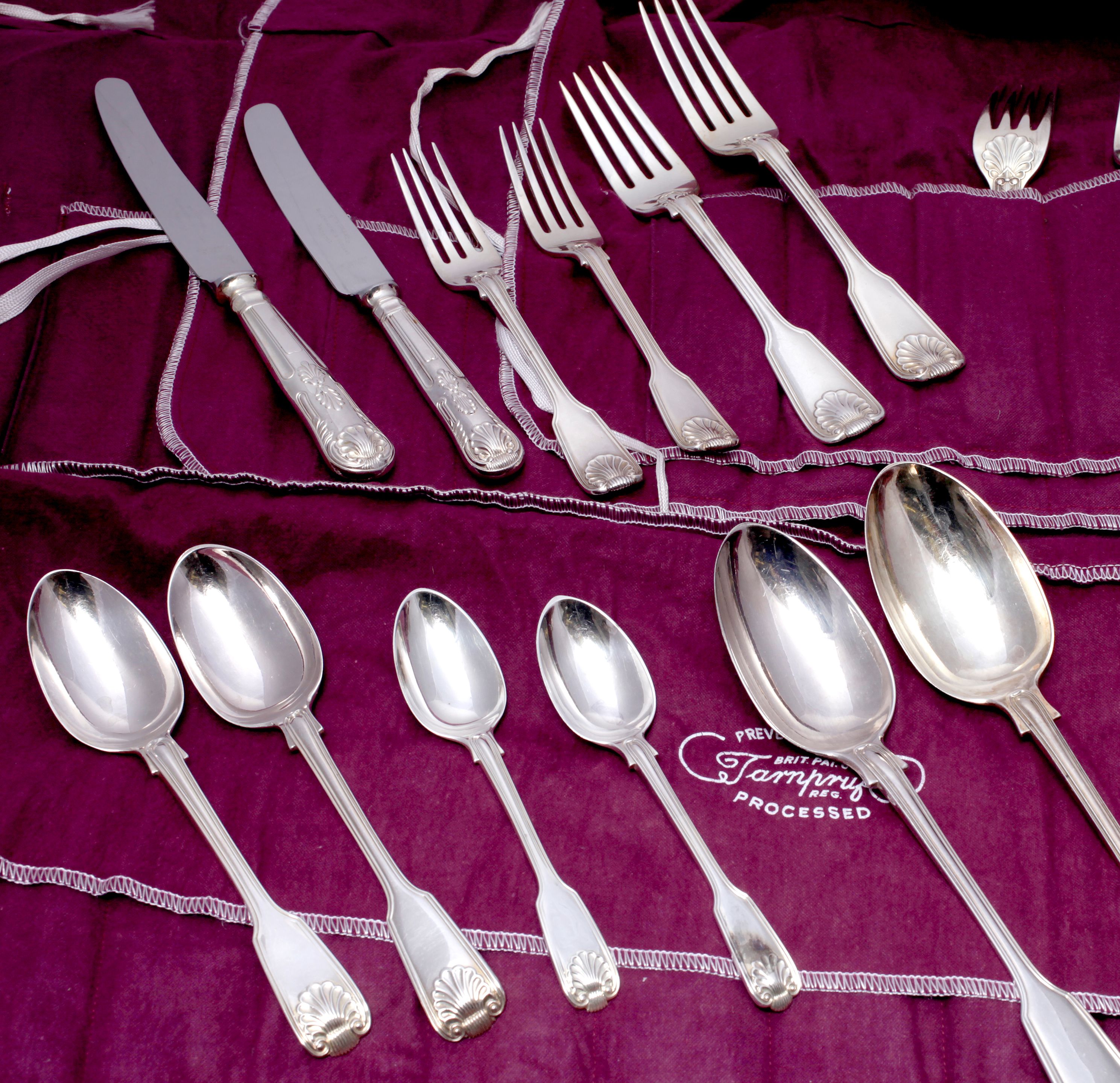 Bonhams : A matched set of silver fiddle and shell pattern flatware ...