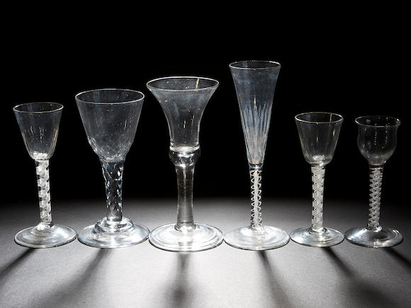 Bonhams Six Wine Glasses 18th Century