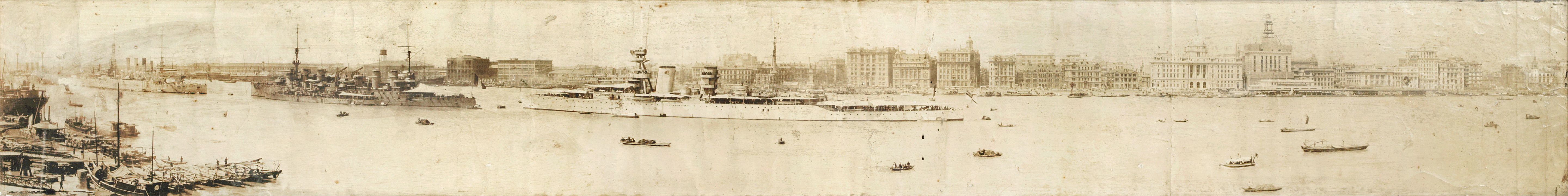 Bonhams : A panoramic photograph of the harbour in Shanghai Early 20th ...