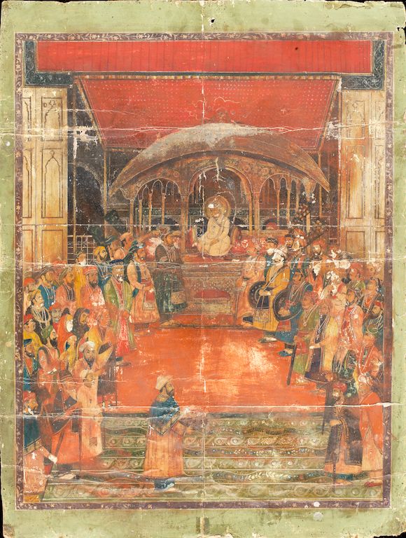 Bonhams : The Mughal Emperor Akbar II (1806-37) in durbar Delhi, 19th ...