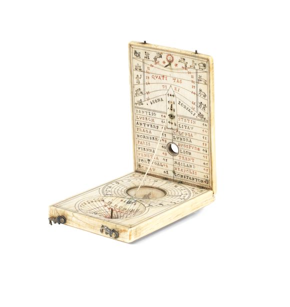 Bonhams : A Leonhart Miller ivory diptych dial, Nuremberg,