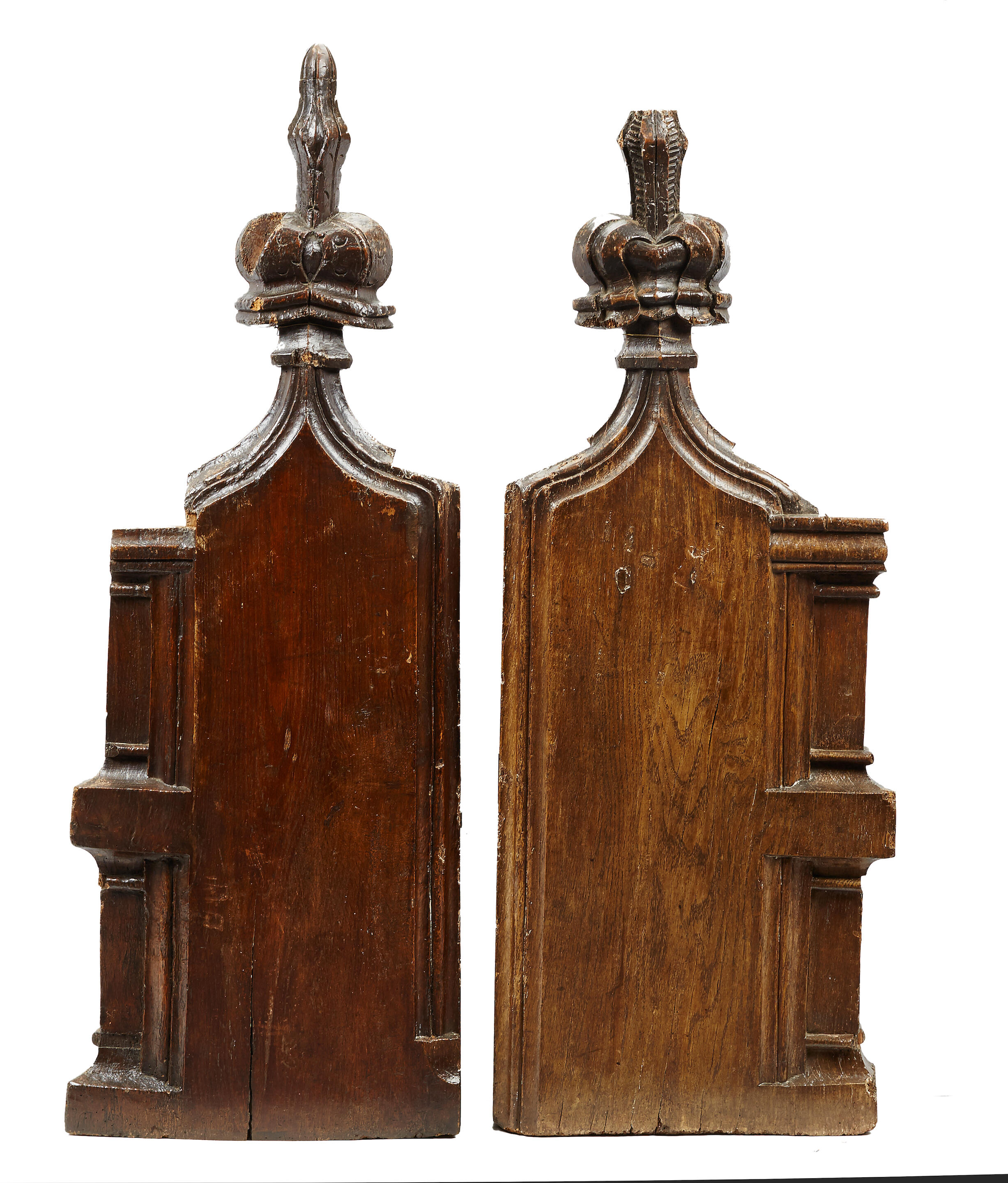 Bonhams : Two late 15th/early 16th century oak pew or stall ends, East Anglia, circa 1480 - 1520 (2)