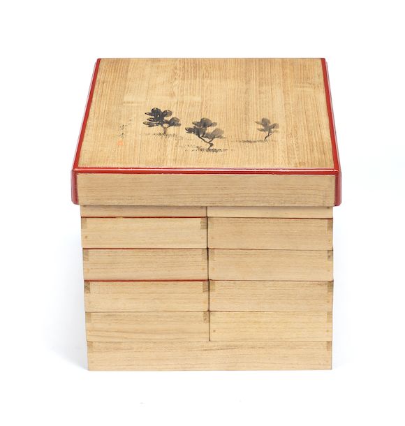 Bonhams : A lacquered kiri (paulownia) wood Jusuzuribako (tiered ...