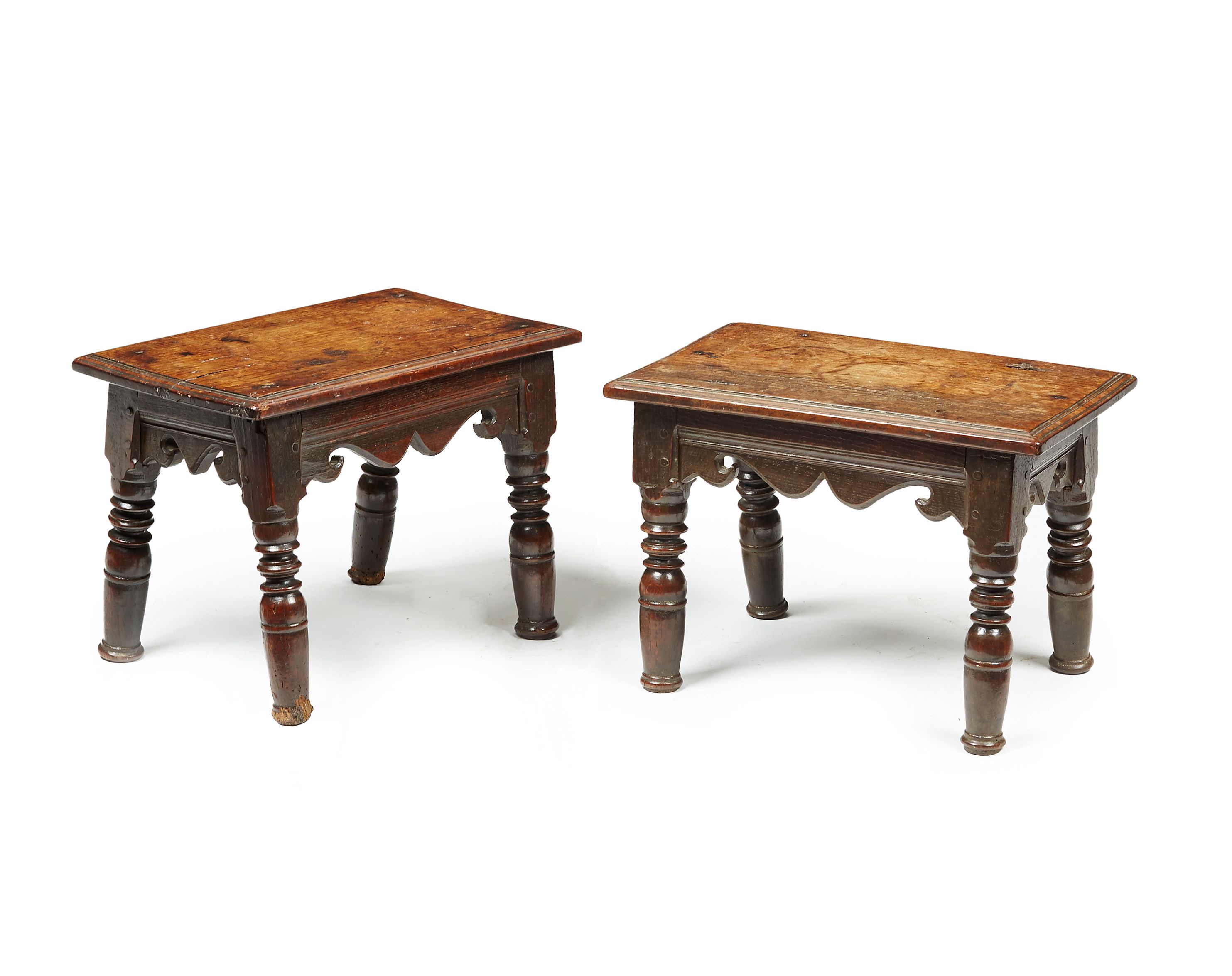 Bonhams : A rare pair of Elizabeth I/James I oak joint stool upper ...
