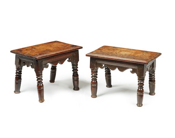 Bonhams : A rare pair of Elizabeth I/James I oak joint stool upper ...