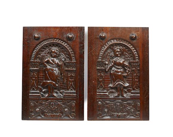 Bonhams : A pair of early 17th century carved oak arcaded panels ...