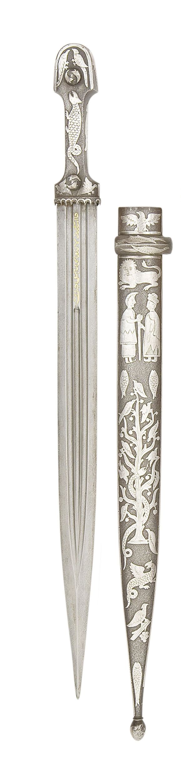 Bonhams : An Unusual Caucasian Kindjal With Silver-Encrusted Decoration