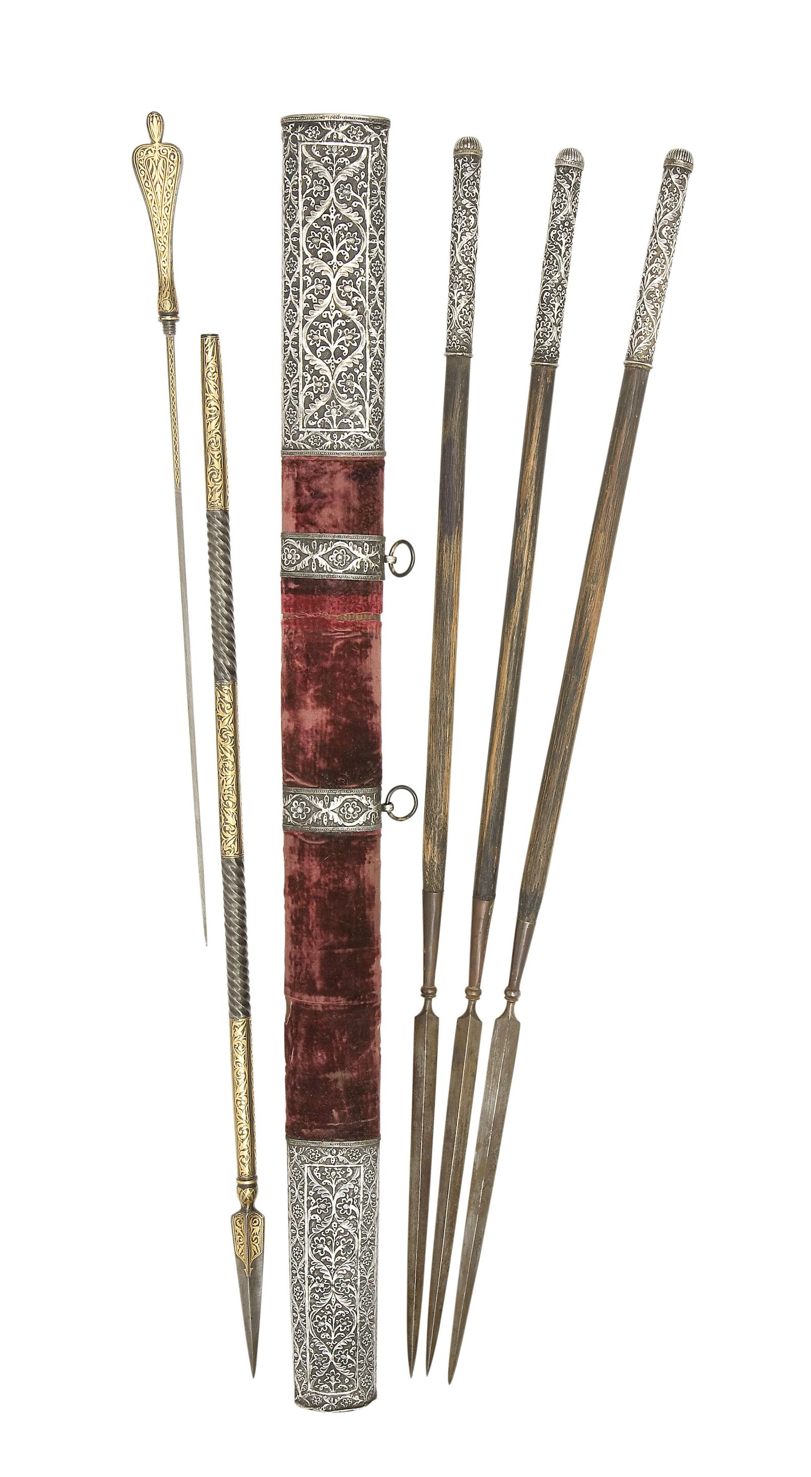 Bonhams : A Rare Set Of Three Ottoman Silver-Mounted Jarids