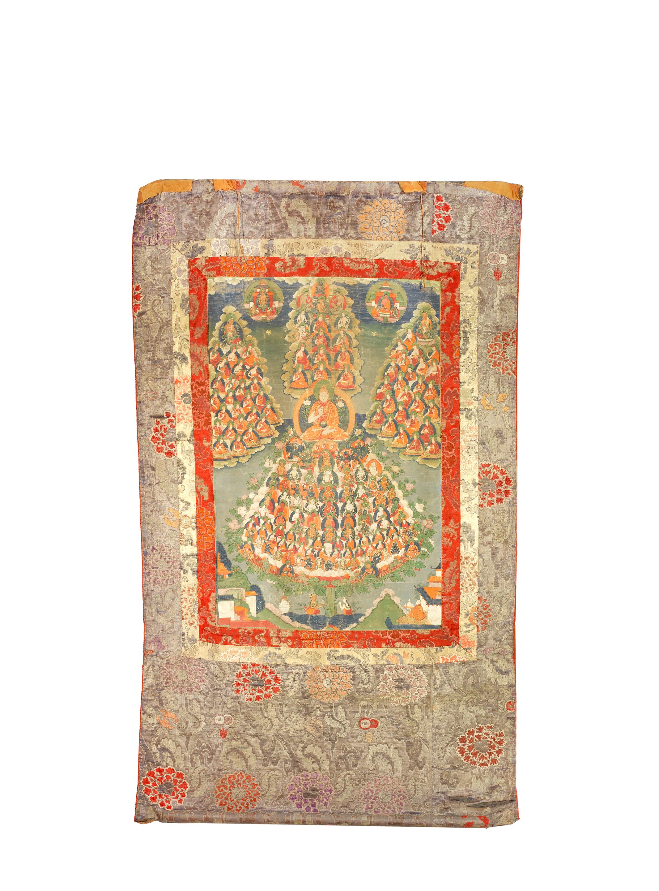 Bonhams : A thangka of a Tsongkhapa Refuge Field 19th century