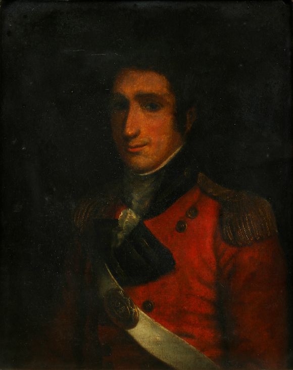 Bonhams : English School, circa 1800 Portrait of an officer in a regimental tunic, half length ...