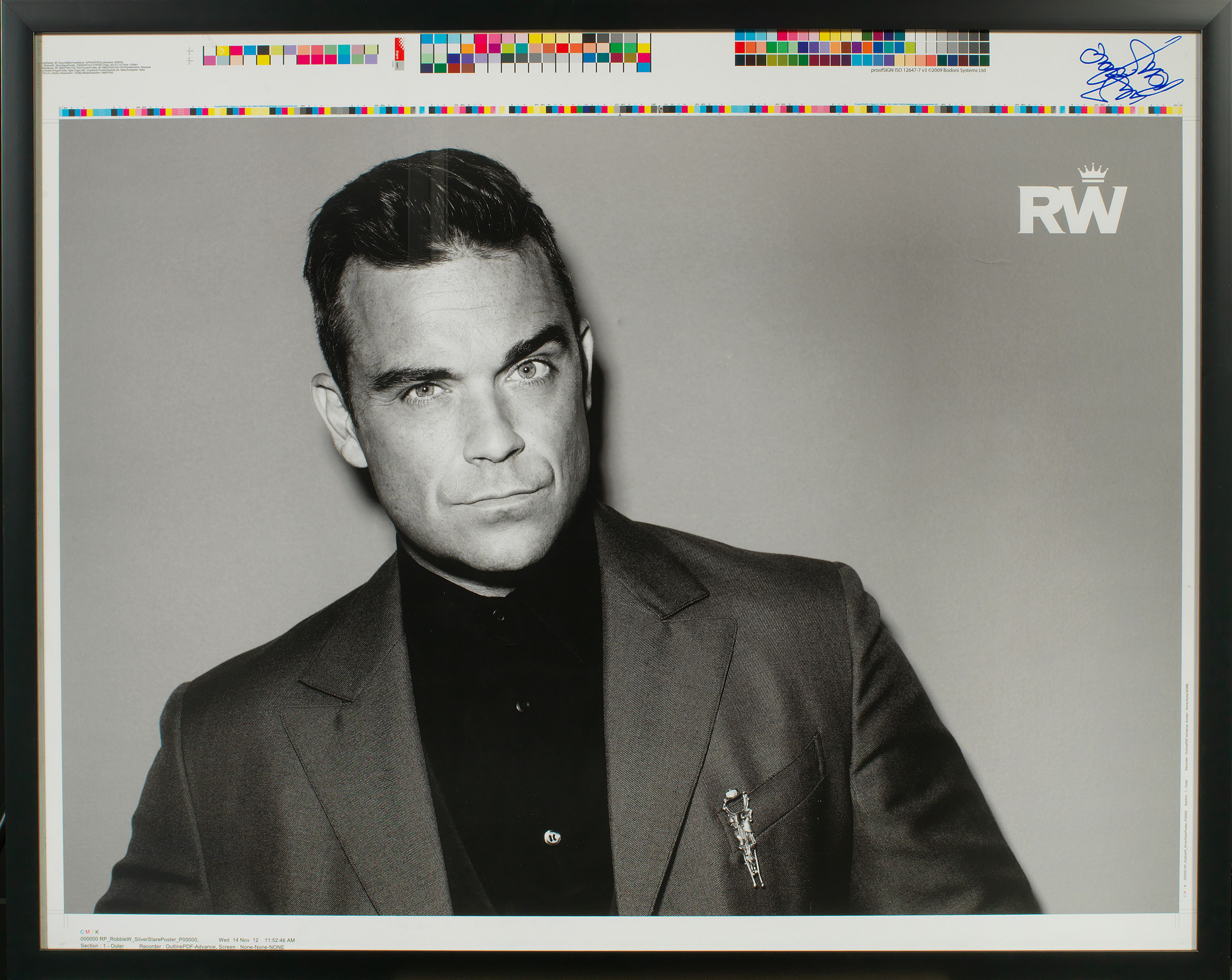 Bonhams : A portrait poster proof of Robbie Williams, 2012,