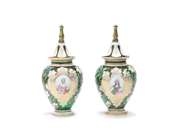 Bonhams A Very Unusual Pair Of Bohemian Overlay Carved And Enamelled