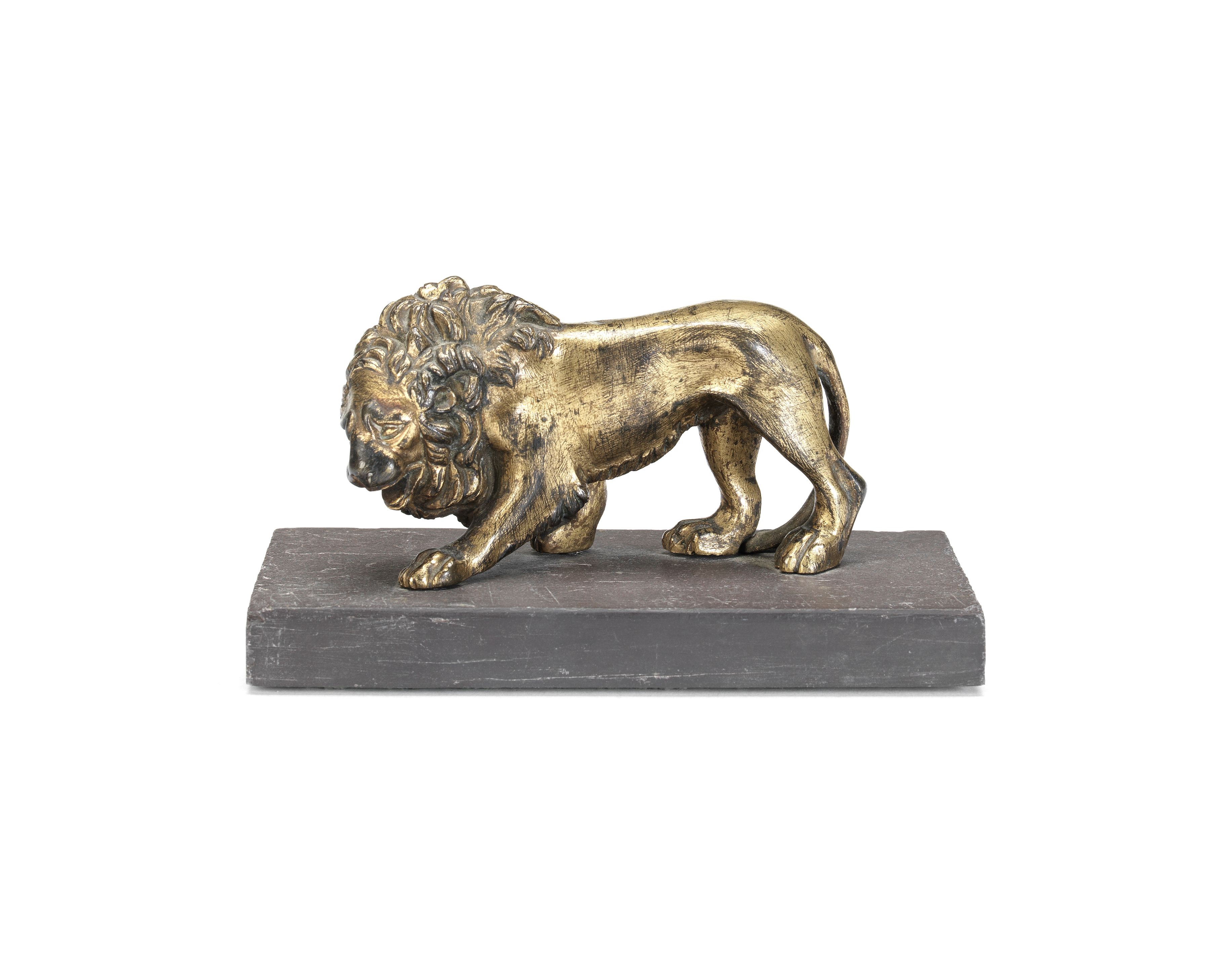Bonhams : A 17th century Italian gilt bronze model of a lion