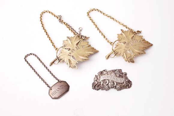 Bonhams : A pair of George IV silver-gilt 'vine leaf' wine labels by ...