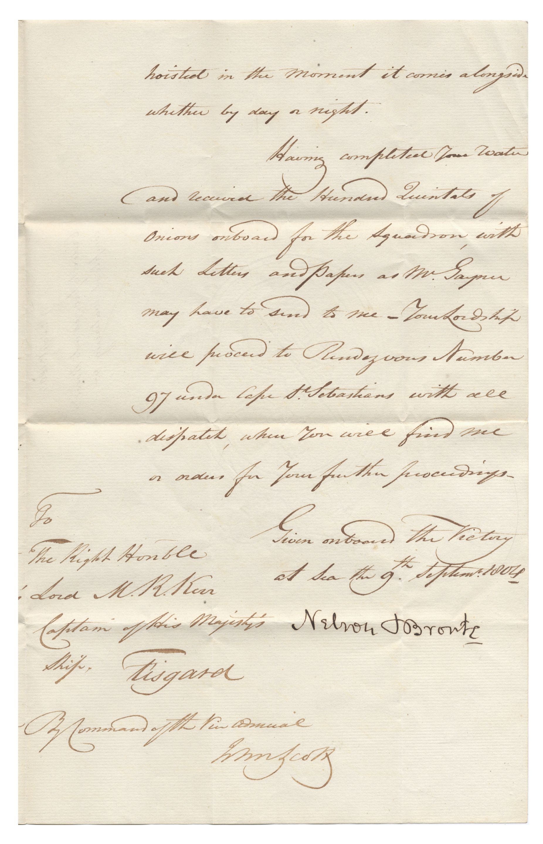 Bonhams : NELSON (HORATIO) Order signed (Nelson & Bronte), the text in ...