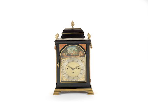 Bonhams : A fine late 18th century ebonised six tune musical clock with ...